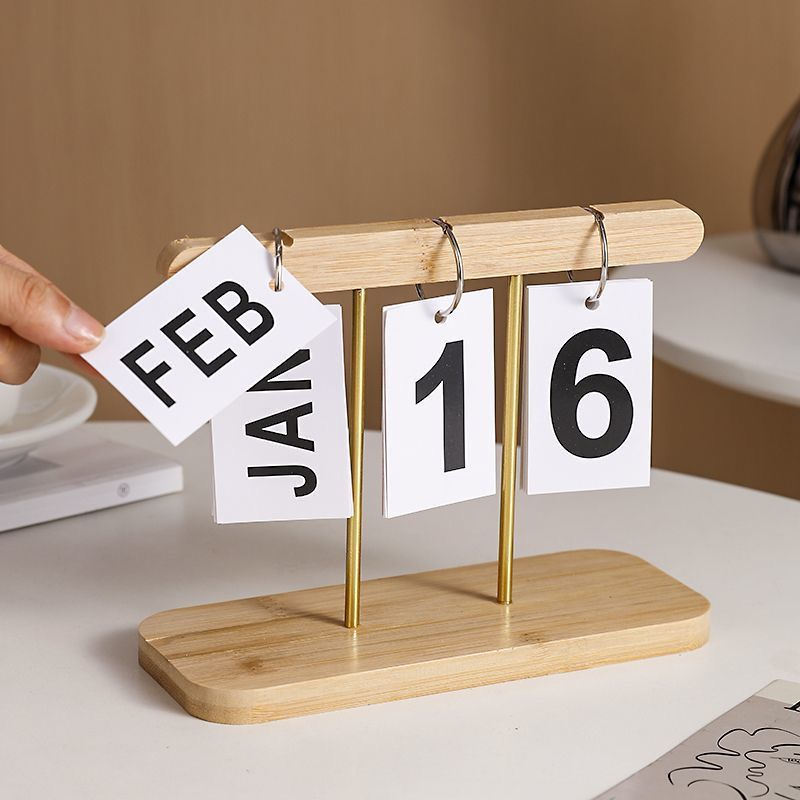 New Desk Calendar Wooden Perpetual Calendar Office Desktop Decoration ...