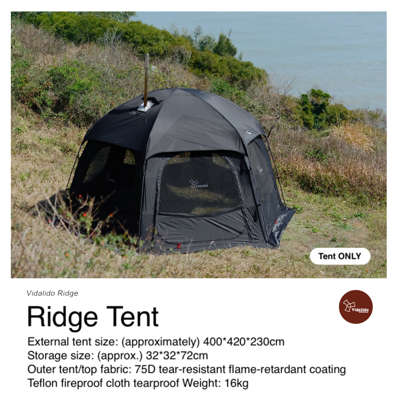 VIDALIDO Ridge Tent Tear-Proof Fire-Proof Connecting Modular Camping ...