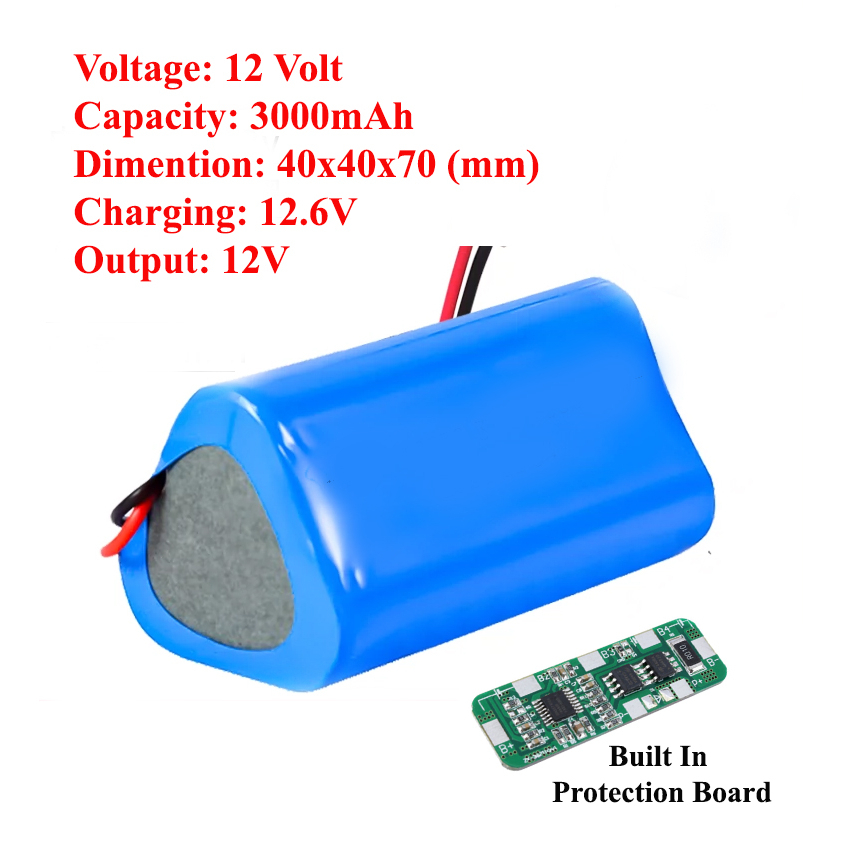 DC 12V 3000mAh Lithium-Ion Rechargeable Battery Li-Ion Battery | Shopee ...