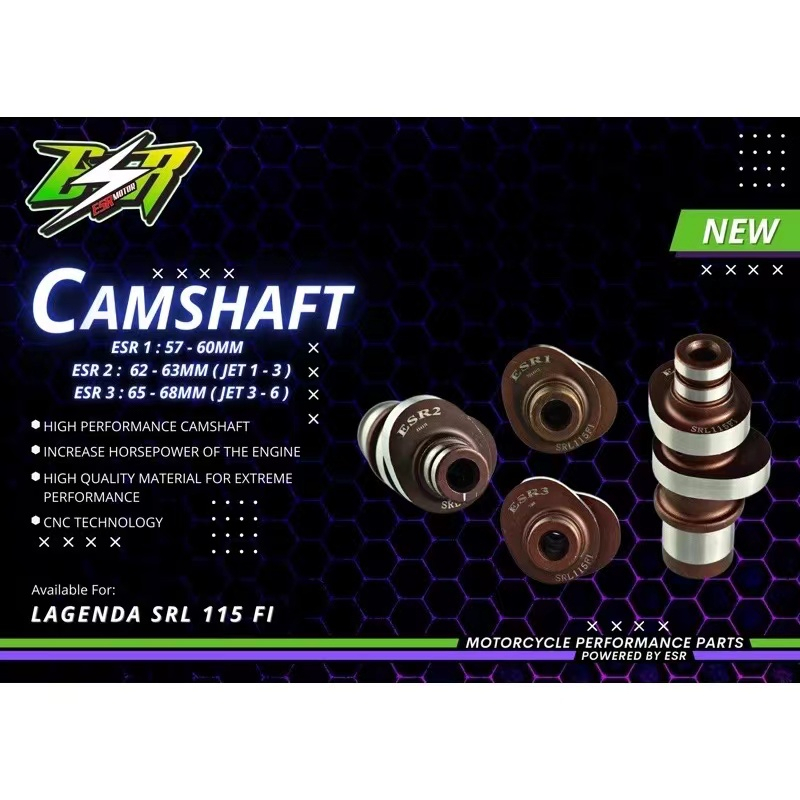 ESR RACING CAMSHAFT CAM SHAFT PERFORMANCE SRL115 Fi LAGENDA FUEL ...