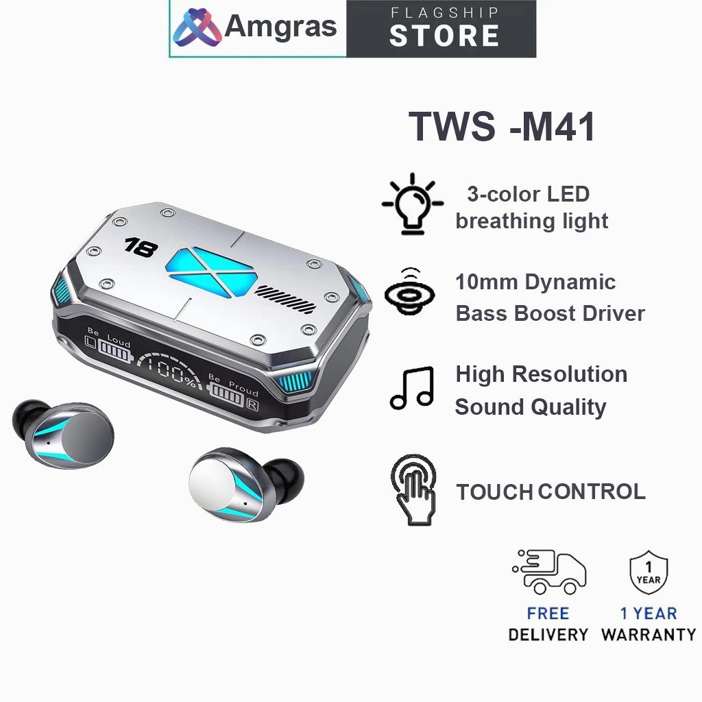 Ready stock M41 Bluetooth Earphone Wireless Earbuds Stereo earpods ...