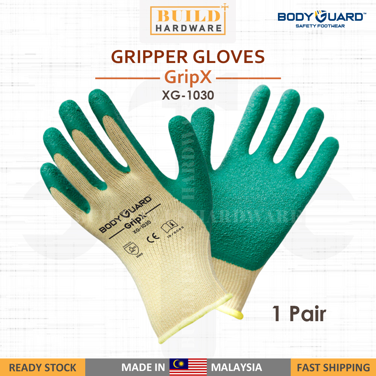 BODYGUARD GripX Gripper Safety Gloves 过胶手套 XG-1030 | Shopee Malaysia