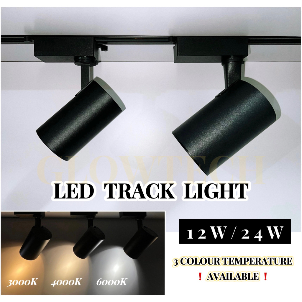 LED Track Light 12W 24W Adjustable Spotlight Ceiling Lighting Built in ...