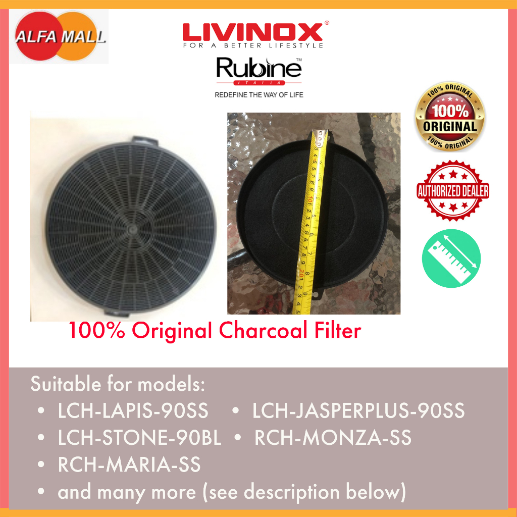 100% Original Charcoal Filter For Livinox / Rubine Cooker Hood LAPIS ...