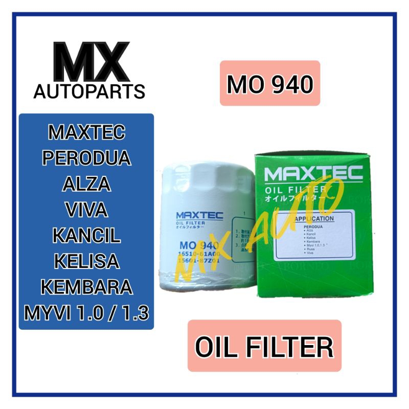 ORIGINAL MAXTEC OIL FILTER PERODUA MYVI 1.3 KANCIL ALZA VIVA KELISA KENARI KEMBARA ( MO 940 ...
