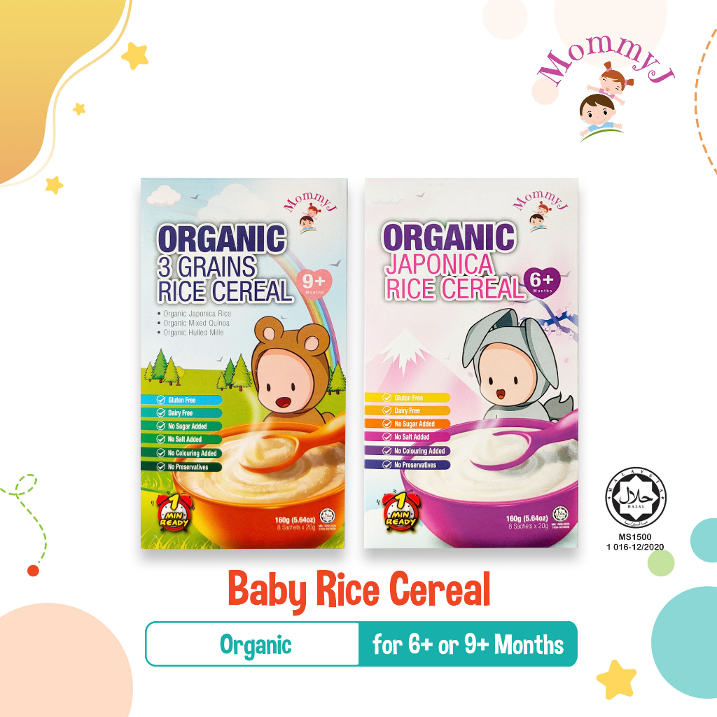 MommyJ Baby Organic Rice Cereal for 6M+ (Japonica) or 9M+ (3 Grains) | Shopee Malaysia