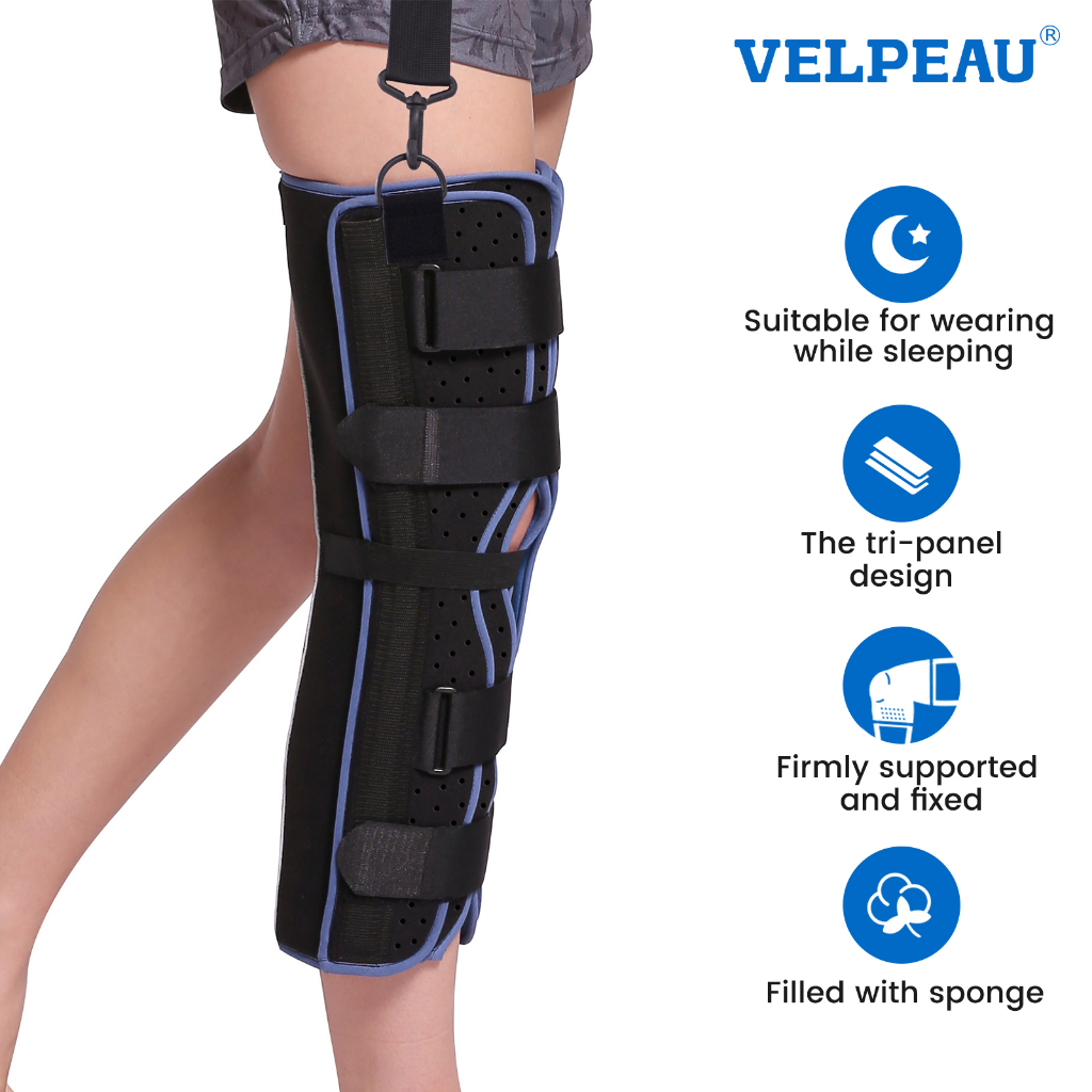VELPEAU Tri-Panel Knee Immobilizer Brace - Straight Leg Immobilizer ...