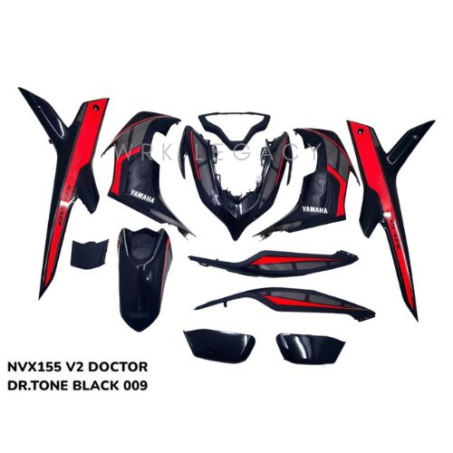 BODY COVER SET NVX155 V2 DOCTOR TONE BLACK 009 (STICKER SIAP TANAM ...