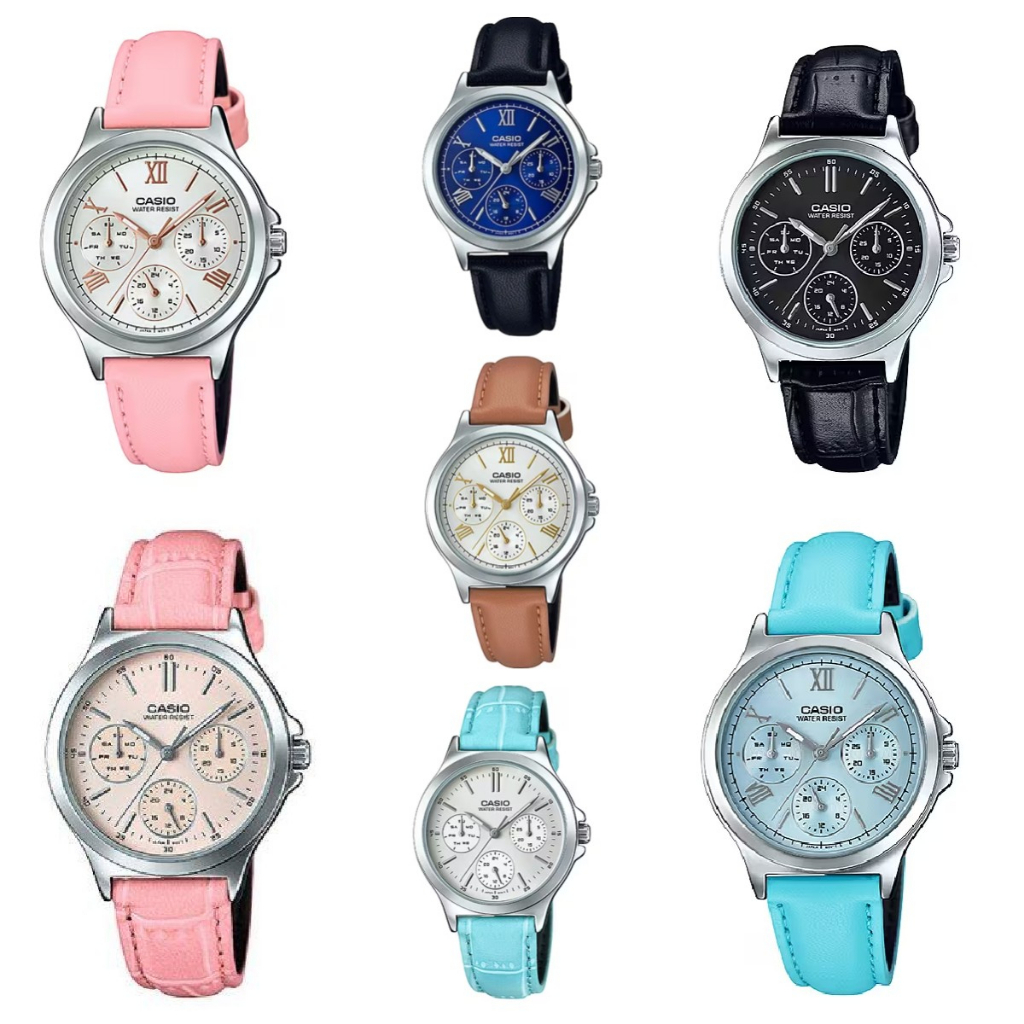 [casio Women] Casio Multihands Women Leather Quartz Watch Ltp V300l 1a 2a 2a2 4a 7a2