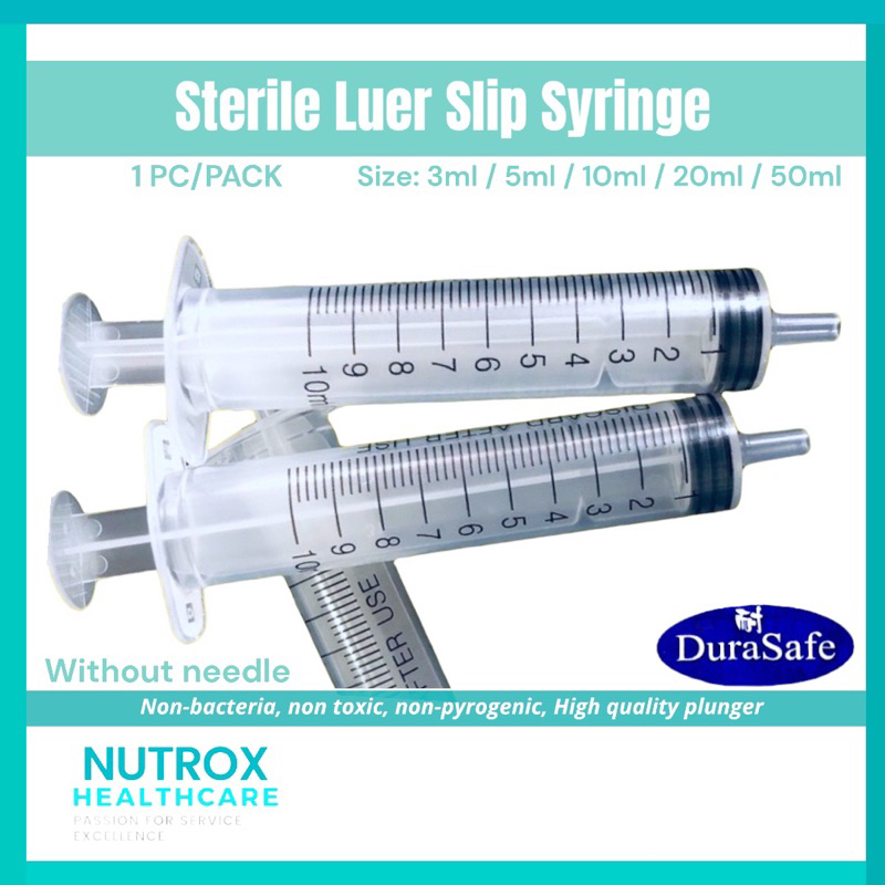 DURASAFE Luer Slip Syringe ( 1 Piece ) Picagari Tanpa Jarum,3ml/5ml/10ml/20ml/50ml | Shopee Malaysia