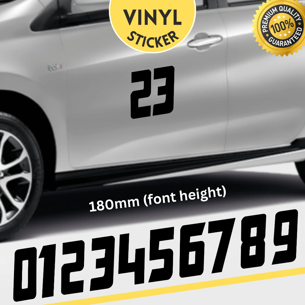 (Ready Stock) Number Sticker 180mm (H) / Nombor Stiker Car / Motorcycle ...