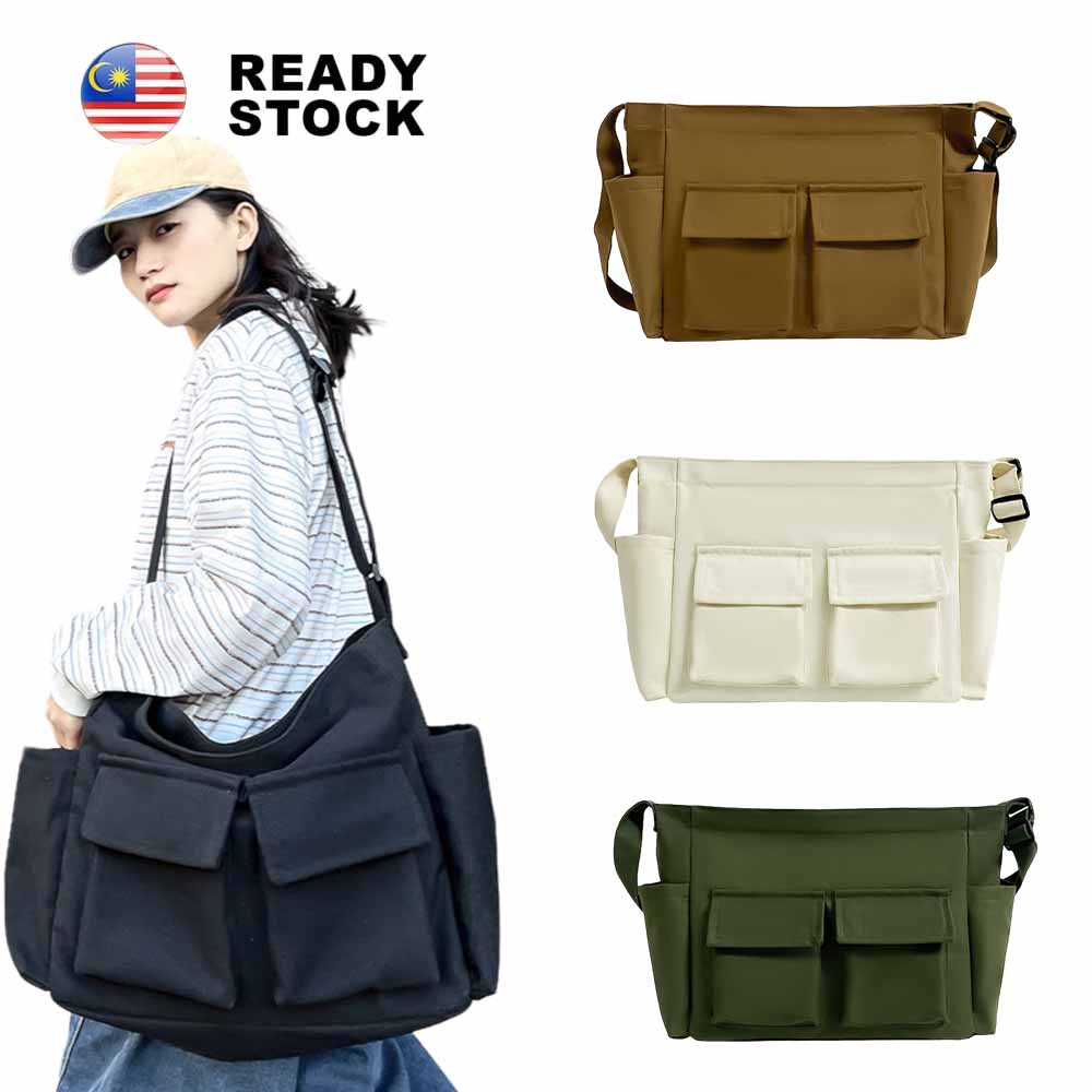 READY STOCK MSIA Adjustable Big Capacity Canvas Sling Bag School ...