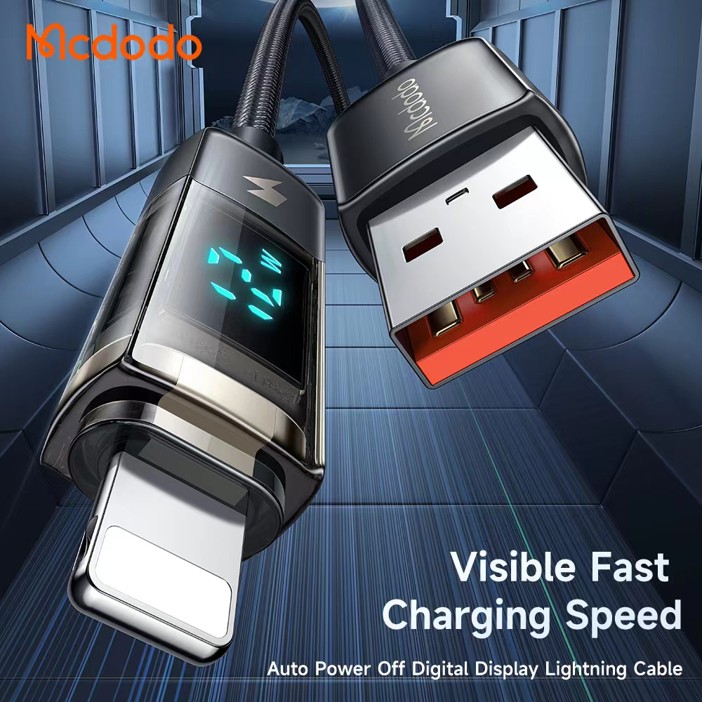 MCDODO CA-3620 Digital Pro Auto Power Off Transparent USB Data Cable 3A ...