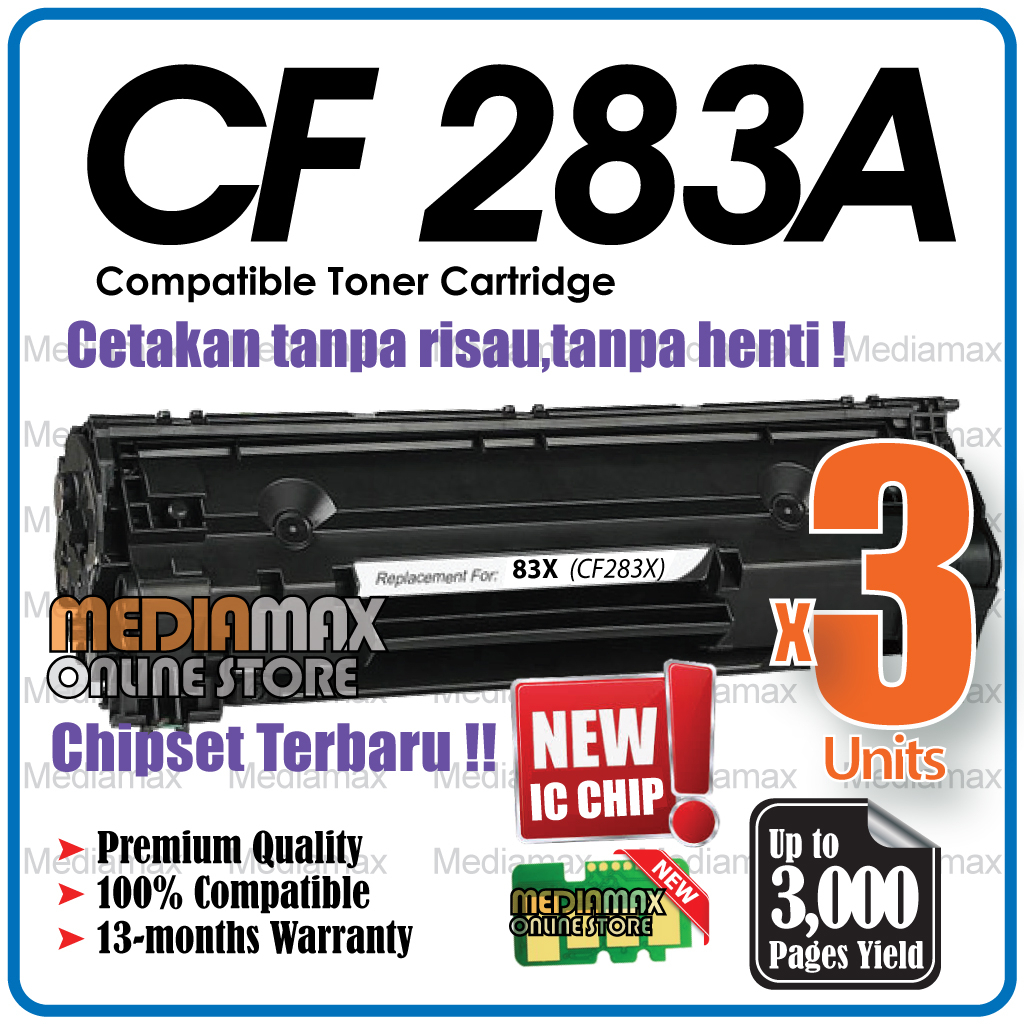 3x Compatible to H* CF283A H*83A 83A 283A H* LaserJet Pro M125 M127 ...