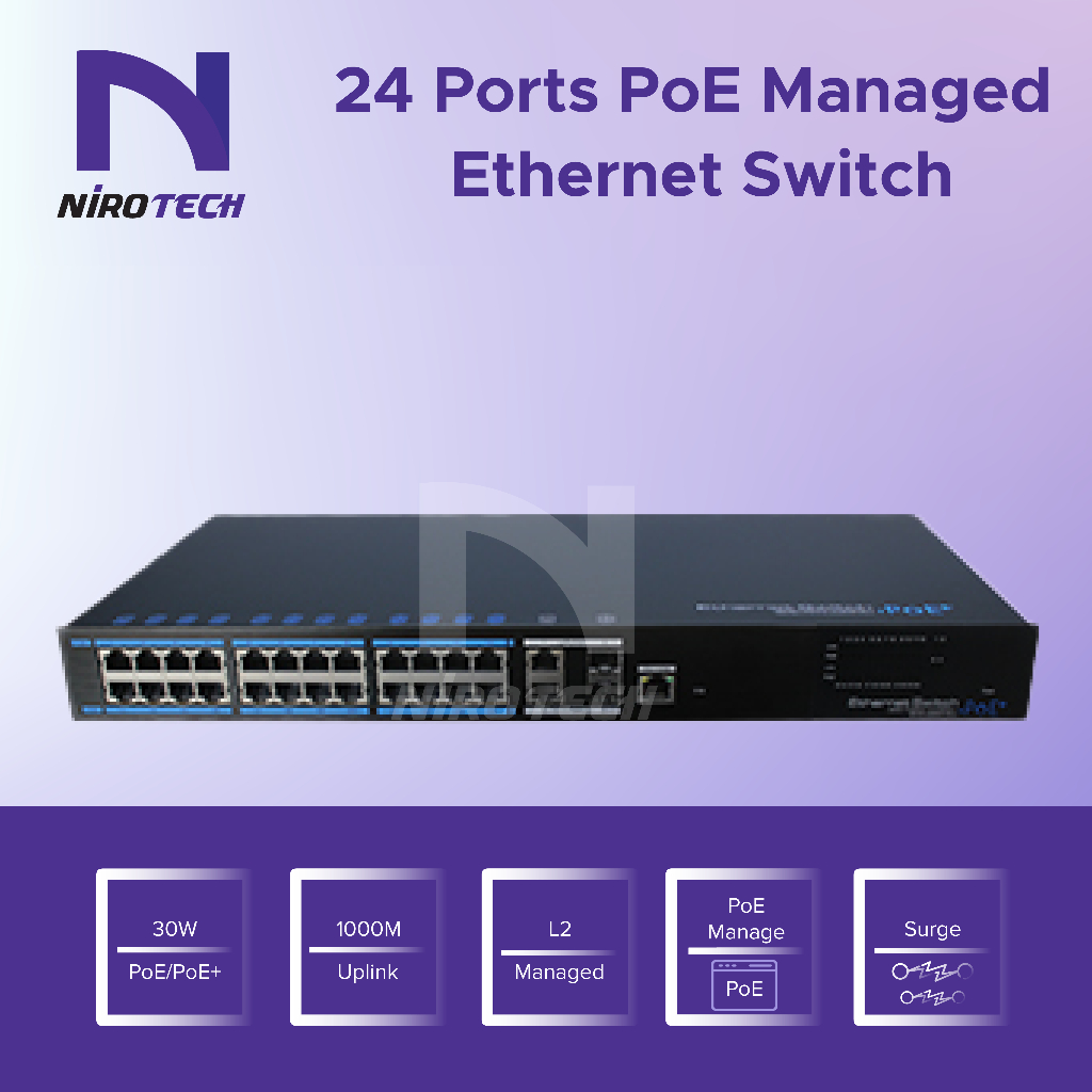 24 Ports PoE Managed Ethernet Switch | Shopee Malaysia