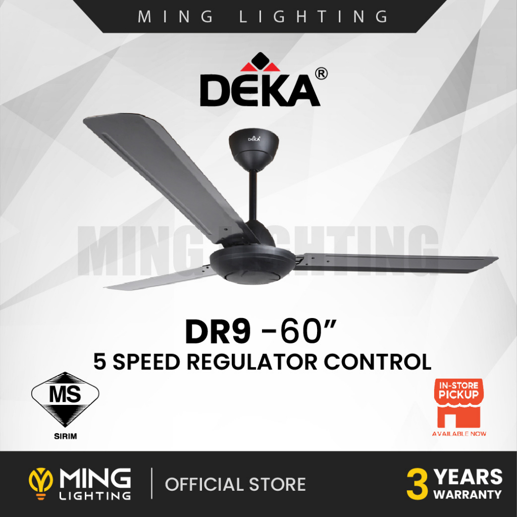 (Sirim) DEKA DR9 Ceiling Fan 3/5 Metal Blades Fans Regulator Control ...