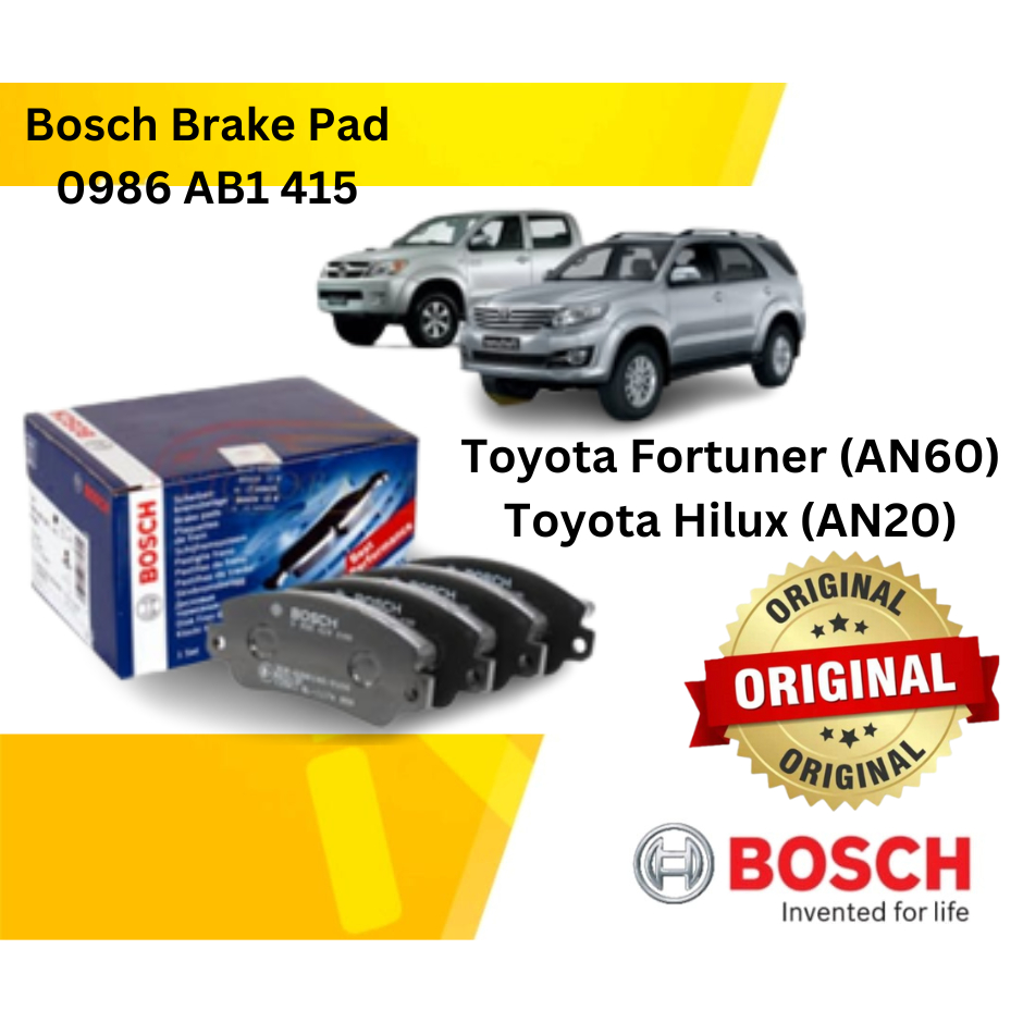 Bosch Front Brake Pad 0986AB1415 for Toyota Fortuner [AN60] / Hilux VII ...