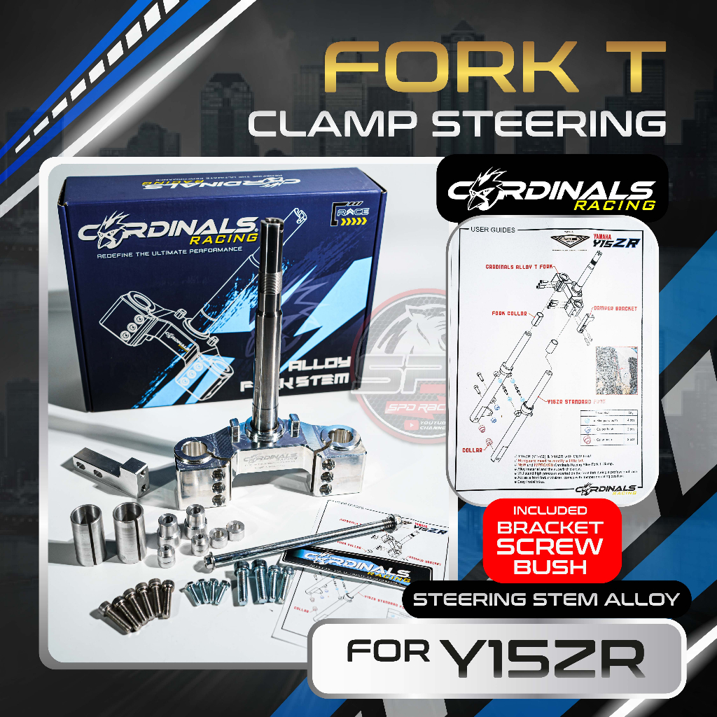 Steering Stem Alloy Fork T Clamp Steering Cardinals Racing (Install ...