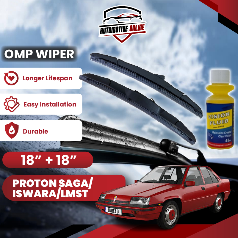 PROTON SAGA OLD/ISWARA/LMST OMP WIPER HIGH QUALITY 18" + 18" (2PCS/1SET) | Shopee Malaysia