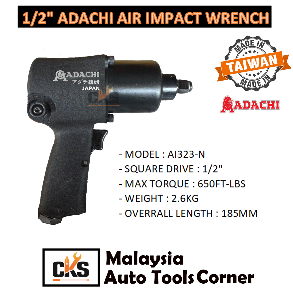ADACHI 1/2" Air Impact Wrench (AI323N) Twin Hammer Gun Pneumatic Tool ...