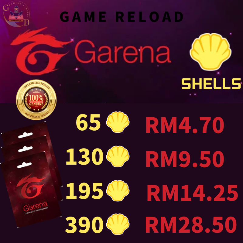 Garena Shell Pin Reload / Topup (65/130/195/390 Shells) | Shopee Malaysia