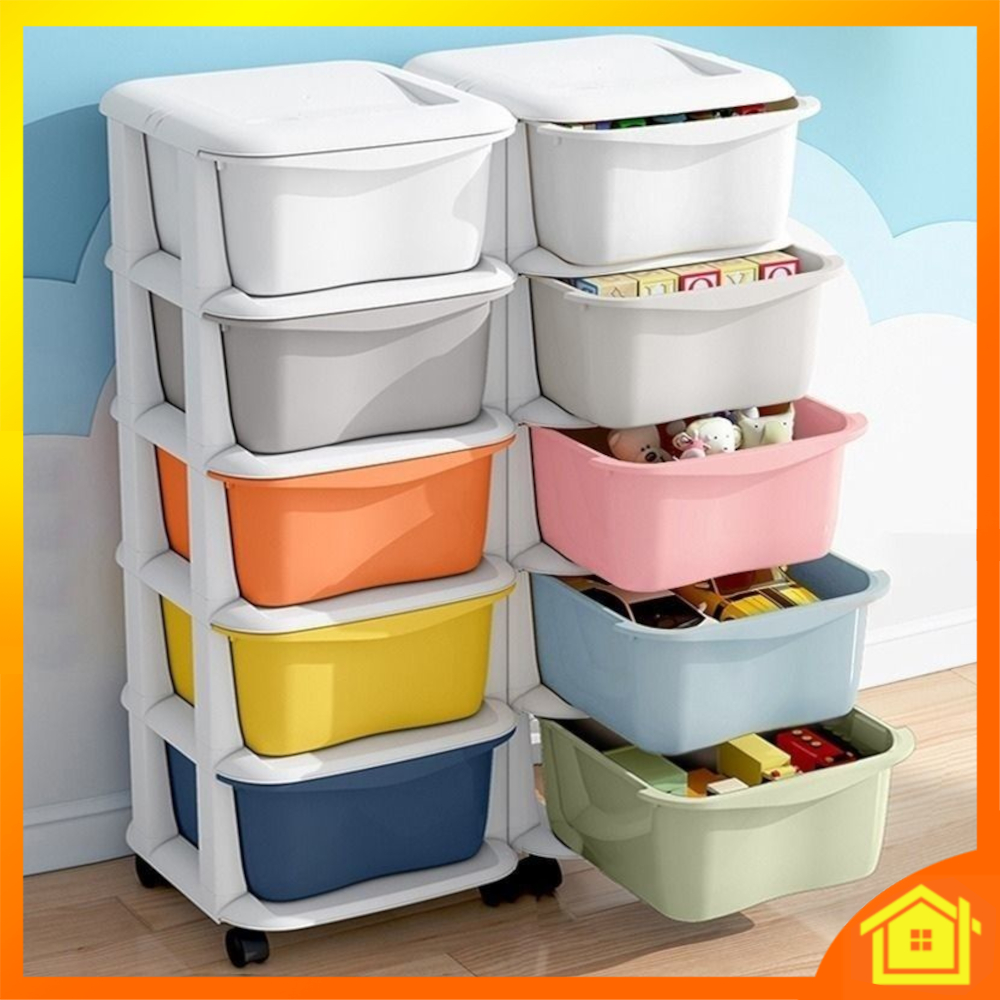 [OneHome] 5 Tier Organizer Rack Drawer Cabinet Wardrobe Clothes Wheel ...
