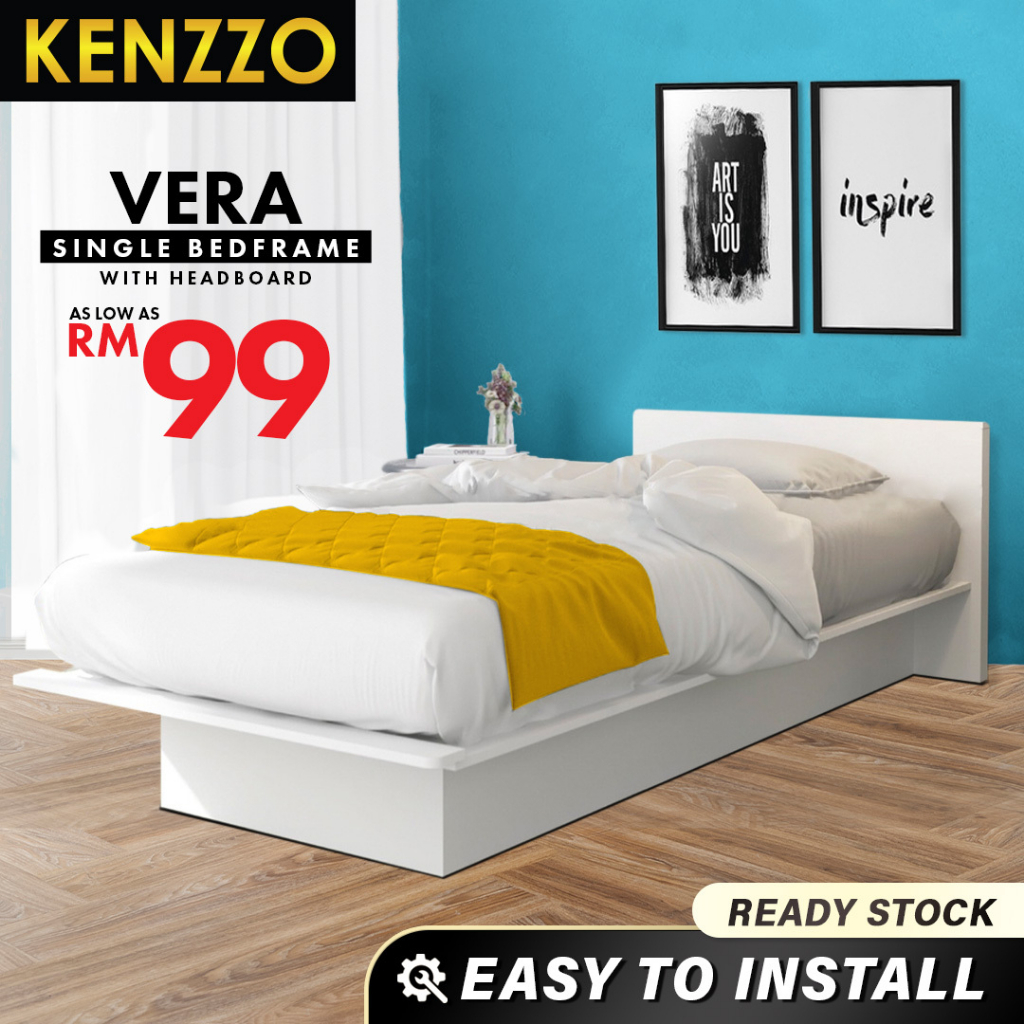 KENZZO : VERA SINGLE BED FRAME / Japanese Zen Platform Bed Katil SINGLE ...