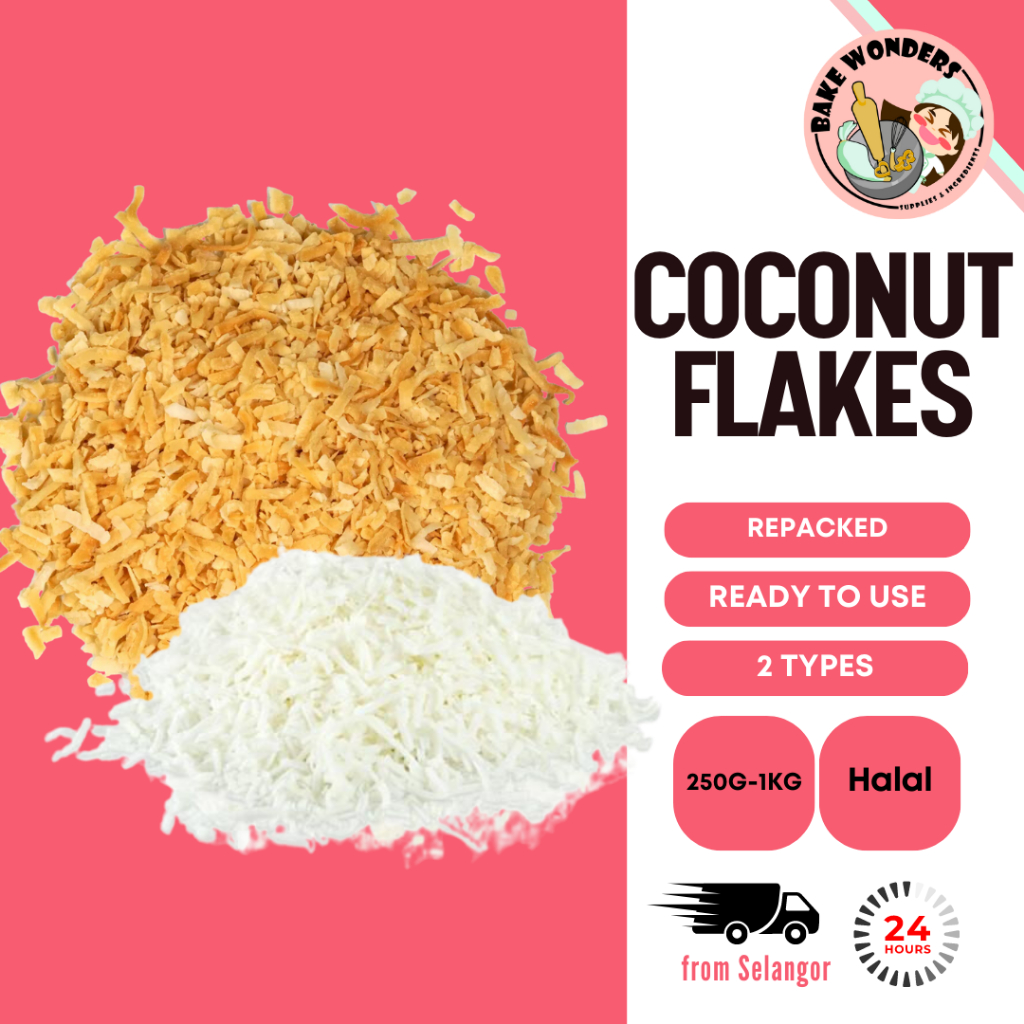 Toasted Coconut Flakes/ Hawaiian Coconut Flakes/ Coconut Shreds/ Kelapa ...