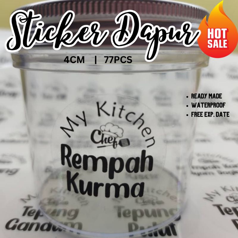 77pcs Sticker Dapur / Kitchen Sticker Waterproof 4cm (FREE Expired Date ...