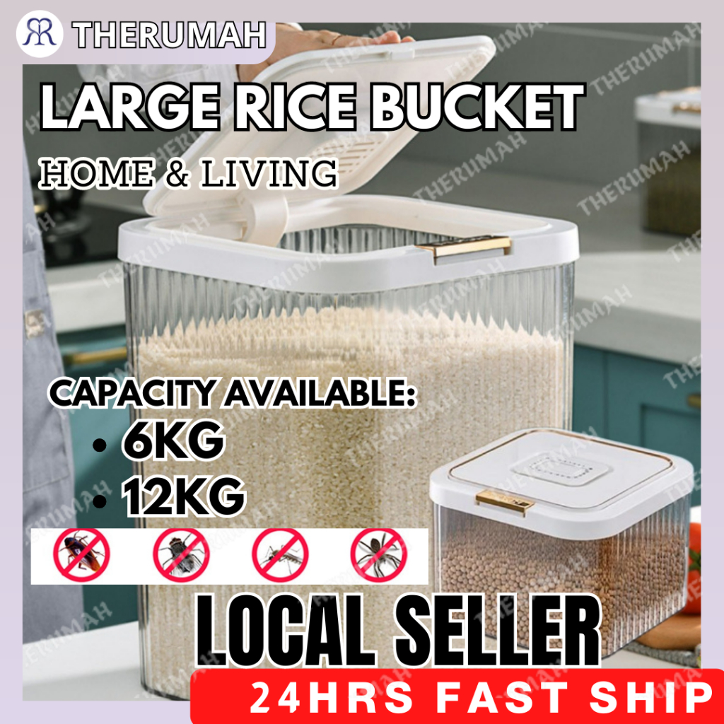 12KG Rice Bucket Cereal Rice Dispenser Tank Grain Storage Box Container ...