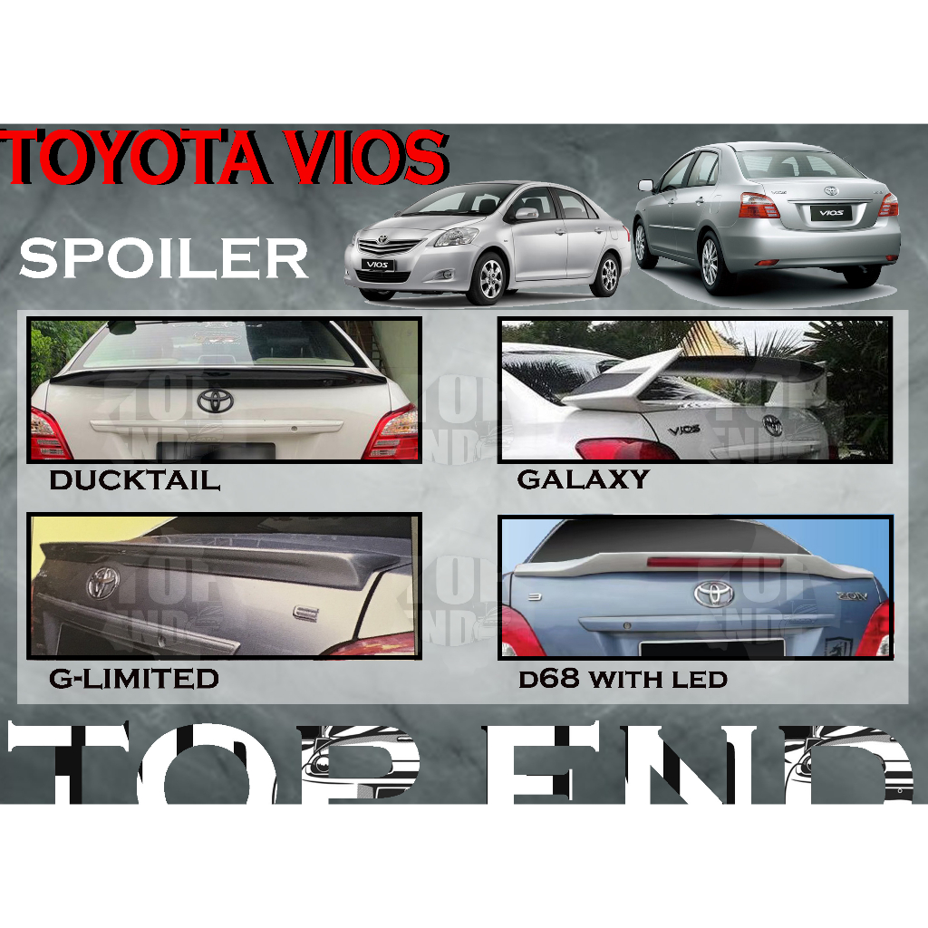 TOYOTA VIOS NPC93 2008-2012 REAR SPOILER TOMS TRD V2 V3 TRD TYPE-R ...