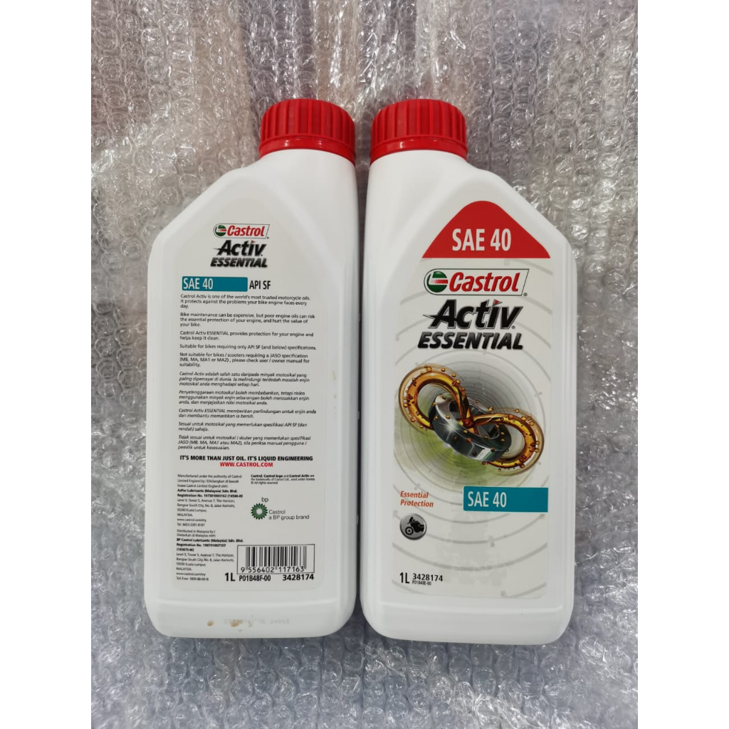 CASTROL 4T ACTIVE ESSENTIAL SAE 40 API SF 1LITER | Shopee Malaysia