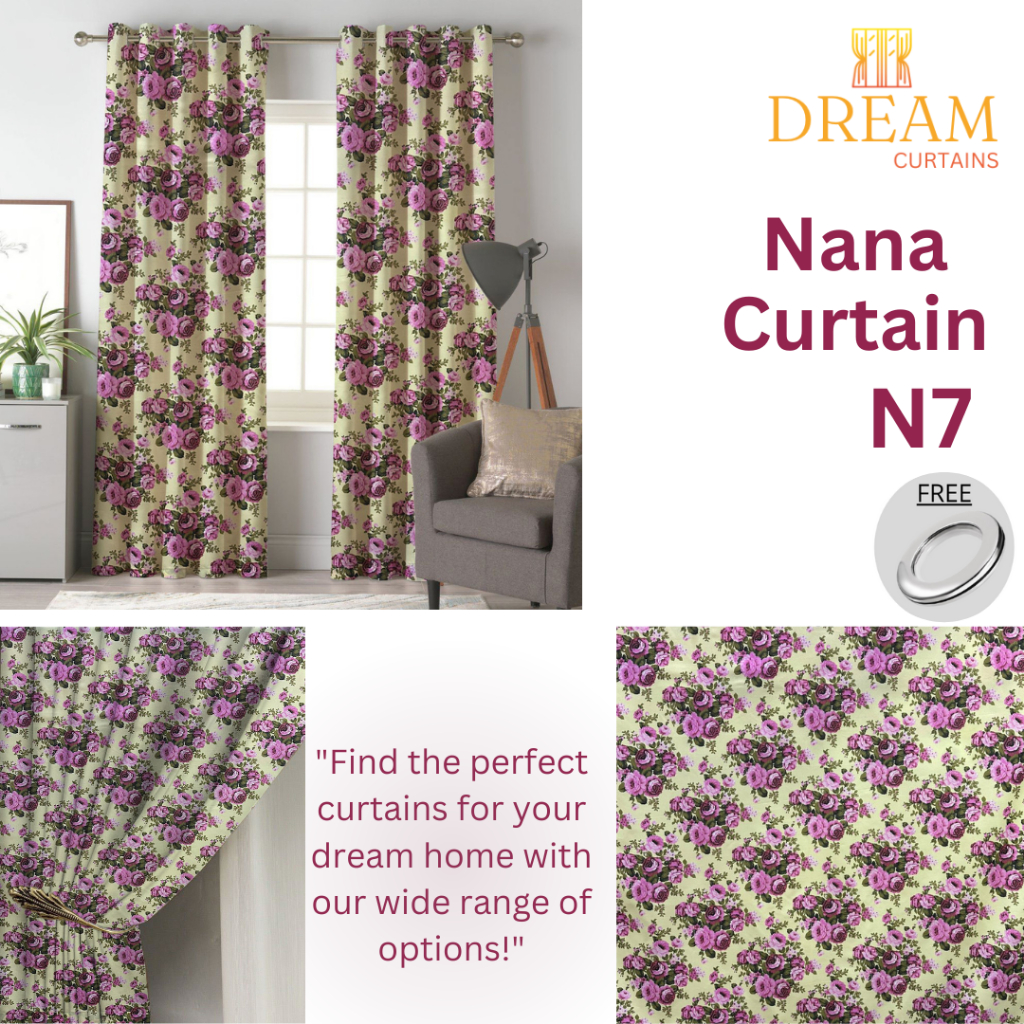 N7 Curtain Ring Floral Siap Jahit Langsir, Curtain Modern, Langsir ...