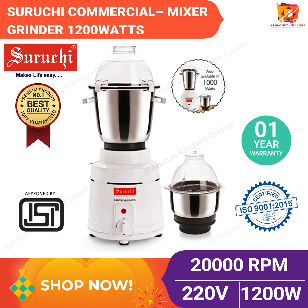 Suruchi Commercial Mixer Grinder 1200 Watts - MG0026 | Shopee Malaysia