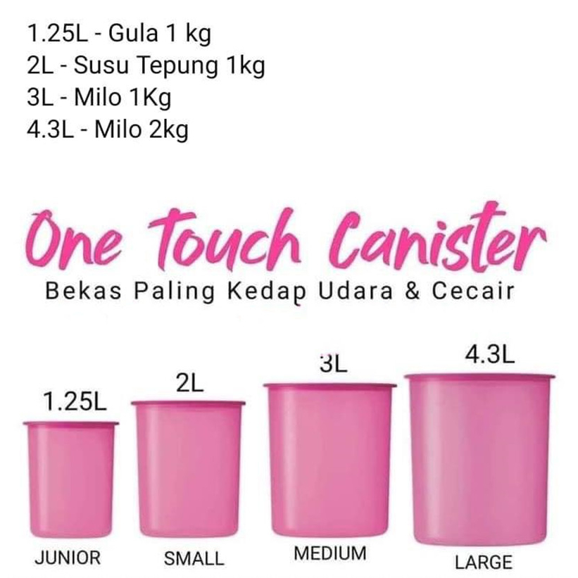 Tupperware One Touch Canister 1.25L/2L/3L/4.3L(1pc/2pcs) | Shopee Malaysia