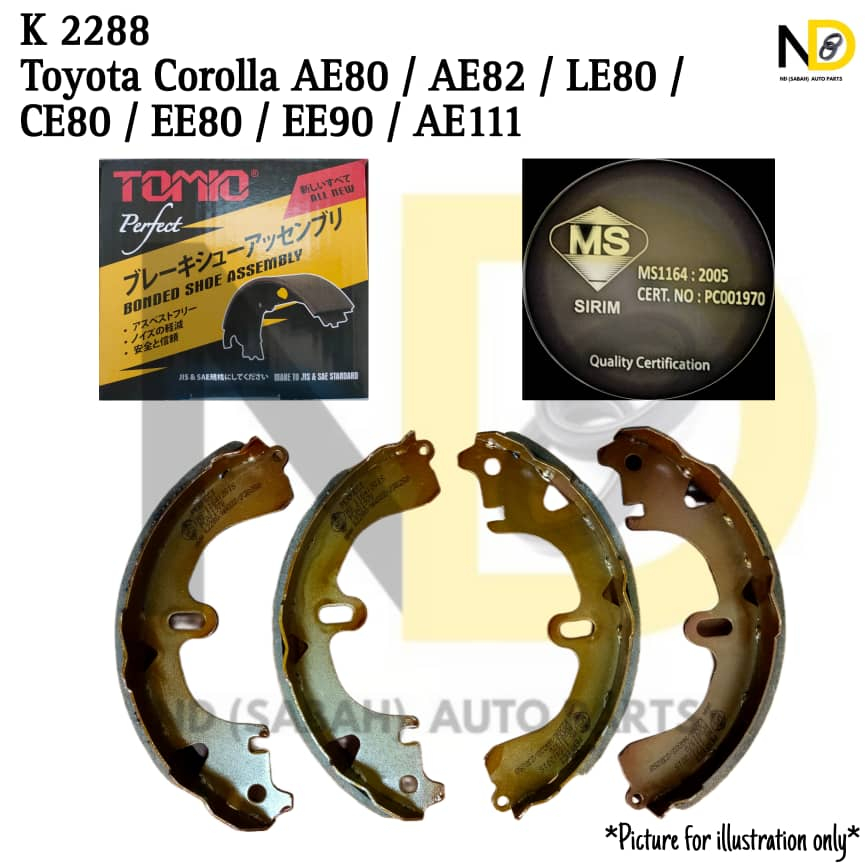 TOYOTA COROLLA AE80 / AE82 / LE80 / CE80 / EE80 / EE90 / AE111 BRAKE SHOE K2288 | Shopee Malaysia