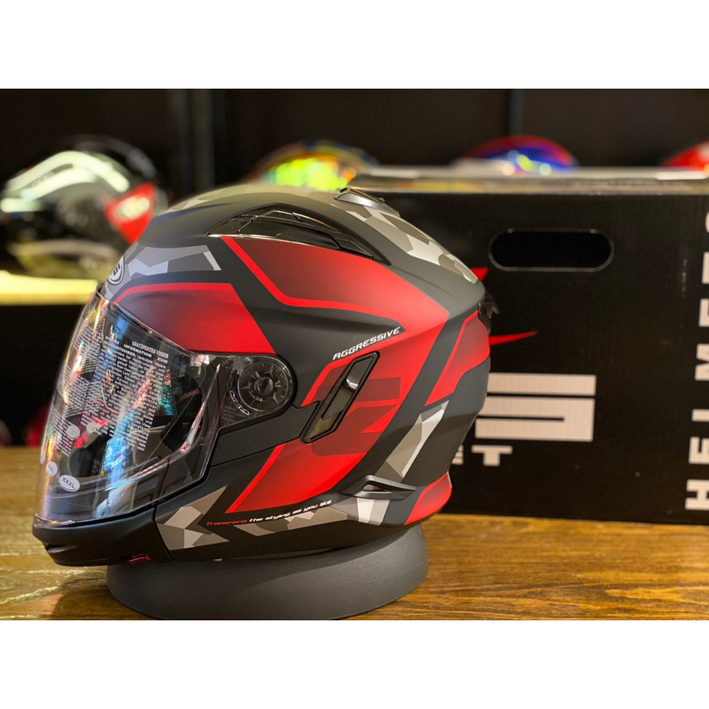 HELMET ZEUS 2IN1 MATT BLACK RED AJ14 | Shopee Malaysia
