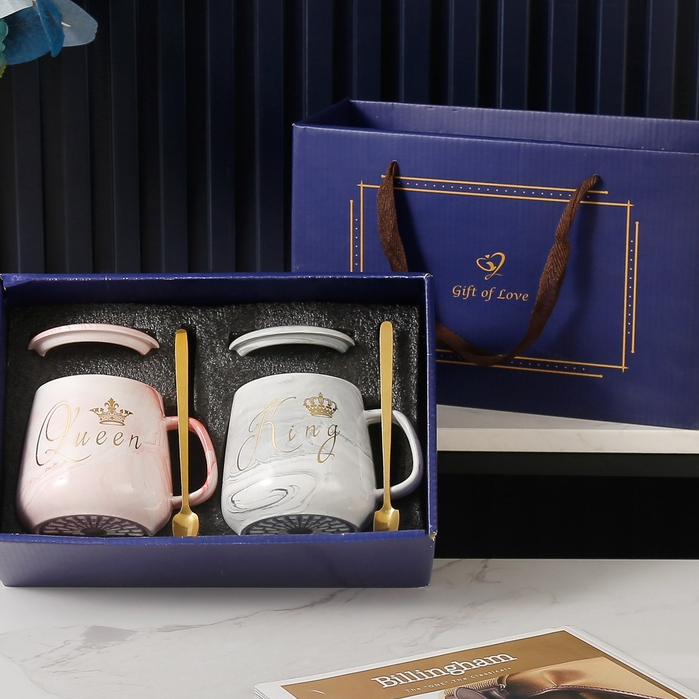 【EONMIR】Crown Creative European Ceramic Mug Couple Cup Coffee Cup Set ...