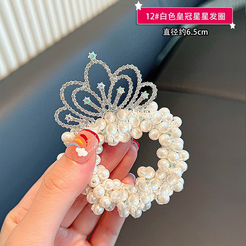 Kids Ponytail rubber band hair ties Crown Princess Korea hair band hair ...