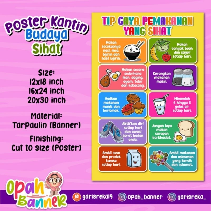 POSTER BUDAYA SIHAT. KANTIN SEKOLAH. POSTER KECERIAAN KANTIN. PIRAMID ...