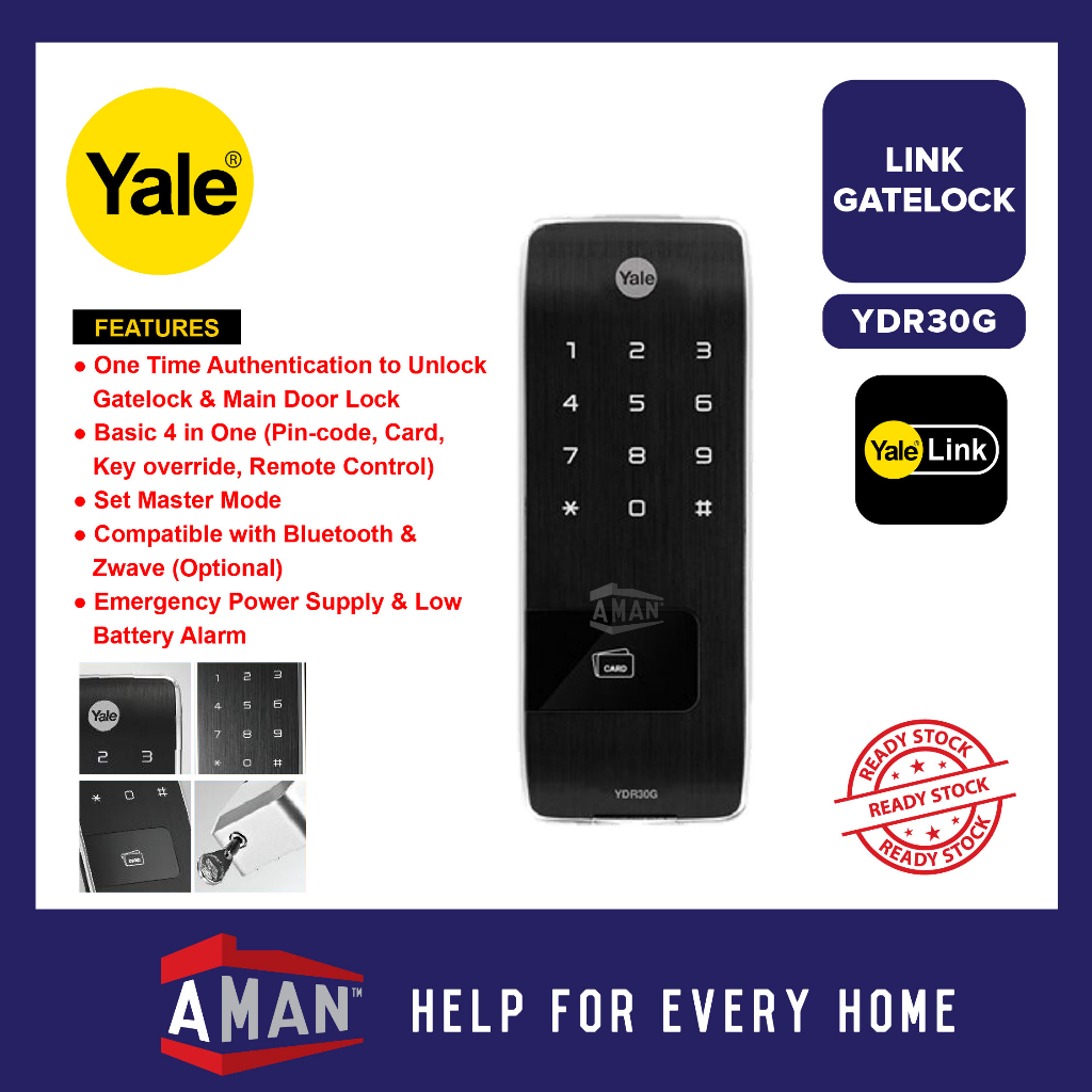 YALE Digital Gate Rim Door Lock For Metal Gate Lock Specialist Kunci ...