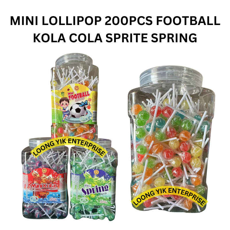 *Ready Stock* Hepin 200Pcs Lollipop Mini Lollipop Mixed Fruit Flavor (±3g x 200Pcs) FOOTBALL ...