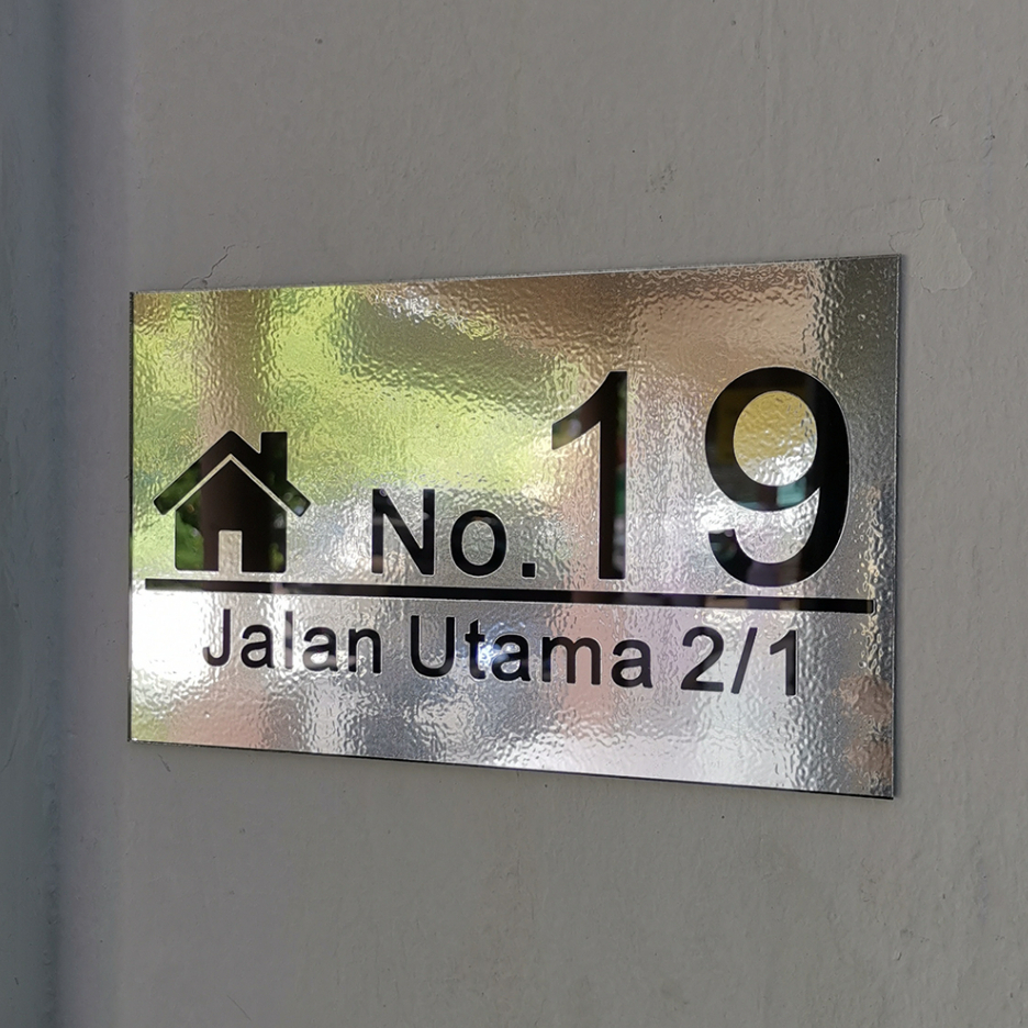 Acrylic House Number Plate New Design Hitam Tulisan Di Dalam Tanam ...