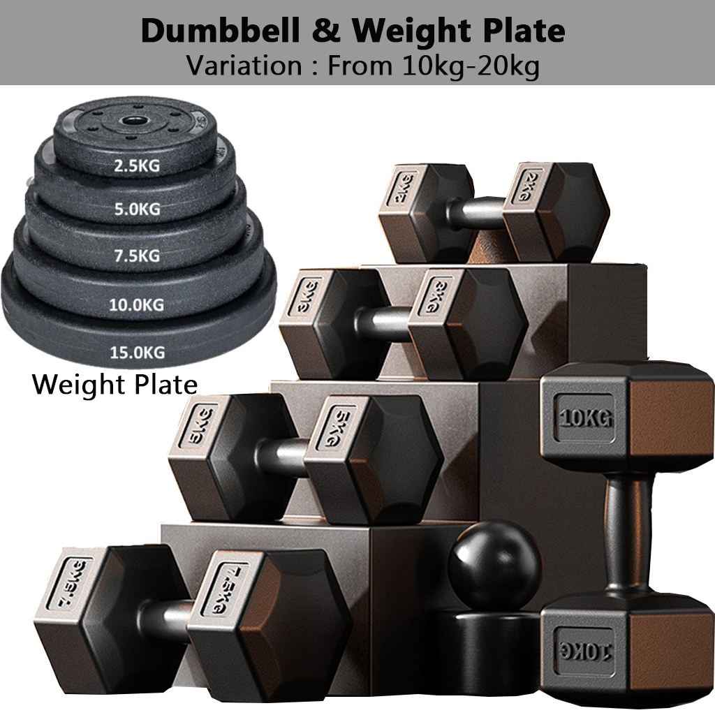 3H[2*(10.0/15.0KG] Hexagon Dumbbell& Weight Plate For Weight Lifting ...