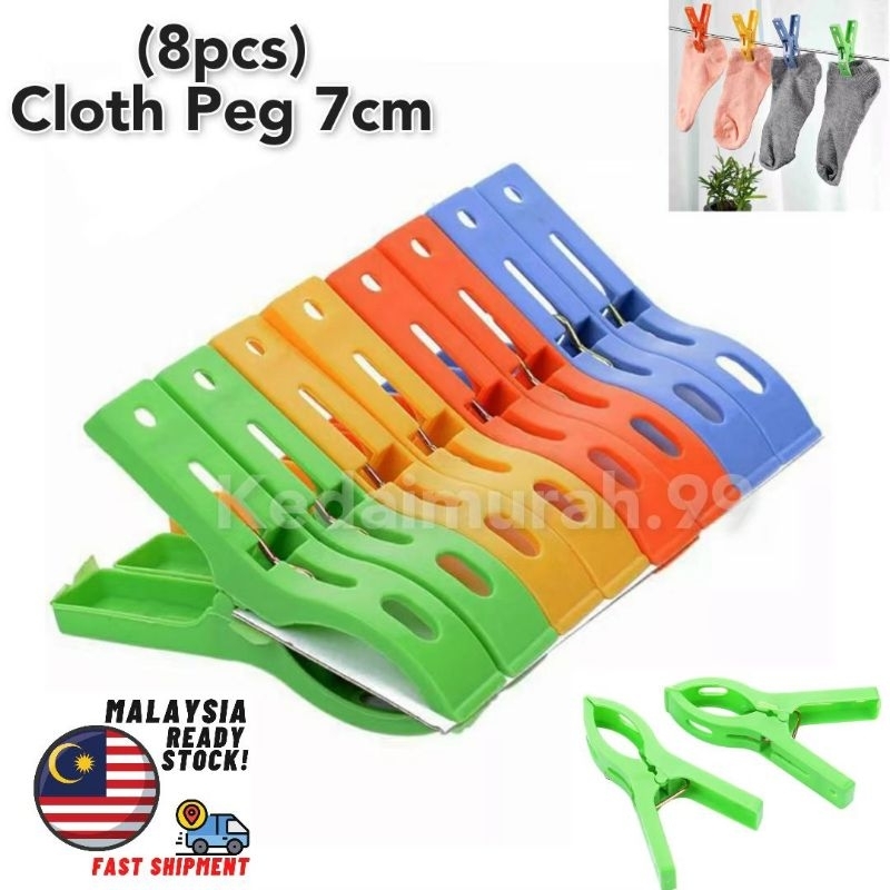 (8pcs)Plastic Clothes Clip/Pins hanger/penyepit baju/clip baju | Shopee ...