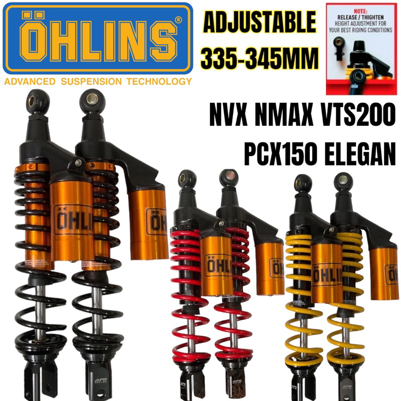 ADJUSTABLE 335MM TO 345MM!!! NMAX PCX150 ELEGAN SYM VTS200 MONOSHOCK ...