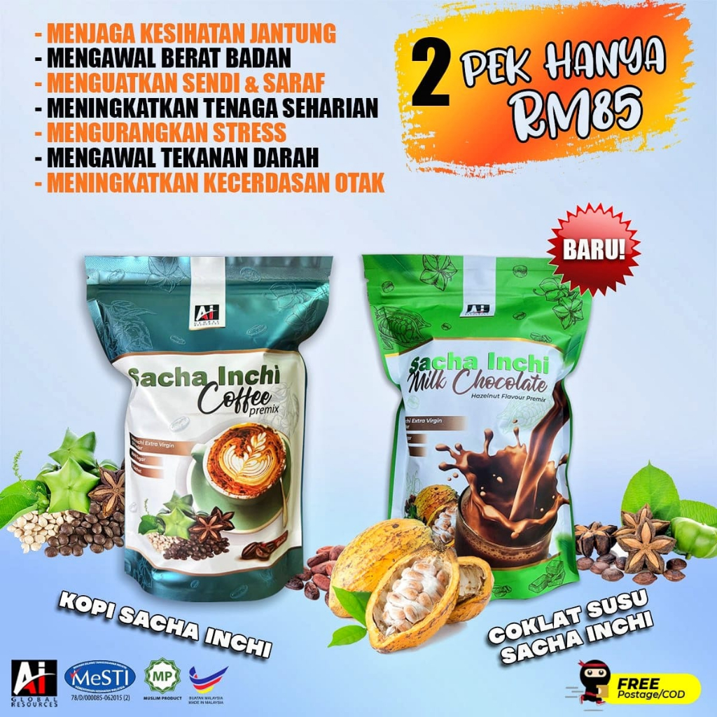 Kopi Sacha Inchi Premium Milk Chocolate Sacha Inchi Original AI Global ...