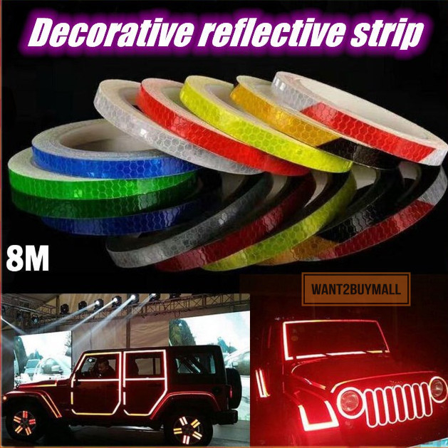 1cmx8m Reflective Sticker Tape Bicycle Bike Motor Motorcycle Car ...