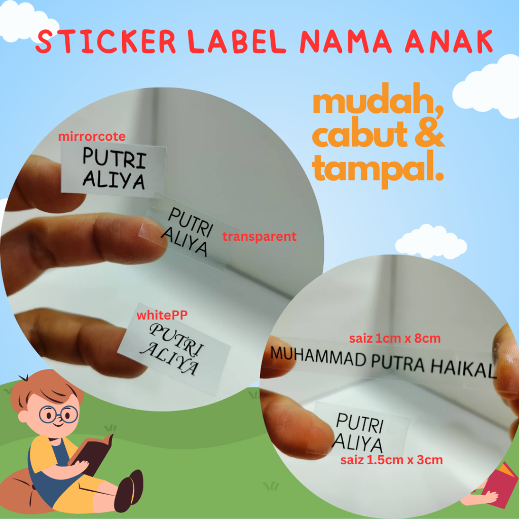 Name Stickers Label Nama Anak Sekolah Sticker Buku Stationery Custom ...