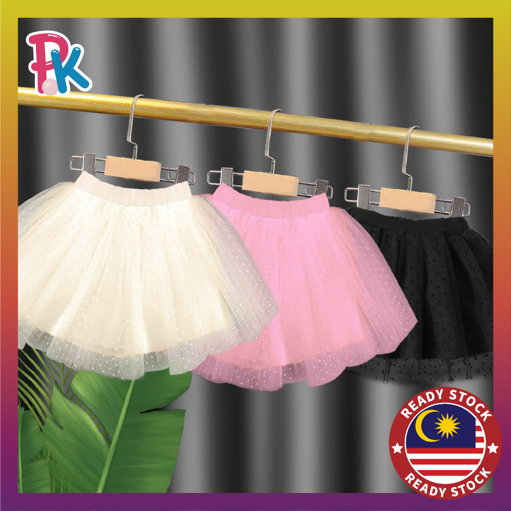 [4~10±Yrs] OOTD Budak Perempuan Tutu Skirt Kids Rain - Drops Lace Fesyen Korean Soft Tulle Mesh ...